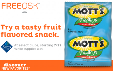 Free Mott’s Medleys Fruit Snacks at Sam’s Club! - Coupons and Freebies Mom